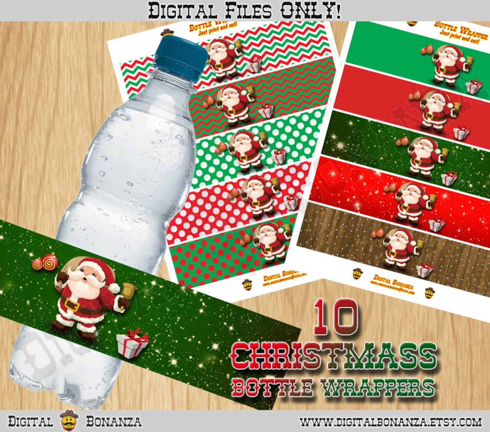 Christmas Water Bottle Labels Marry Christmas Santa Claus - Etsy