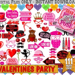 Valentines Photo Booth Props MEGA PACK Valentine Photobooth Prop ...