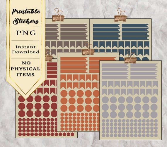 Fall Dots Sticker Pack, Flags Planner Stickers, Orange Scrapbooking ...