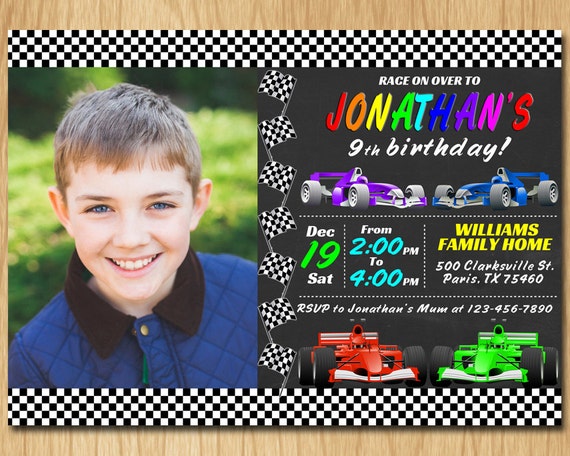 Personalized FORMULA ONE Invitation Printable Race Birthday Invitation ...