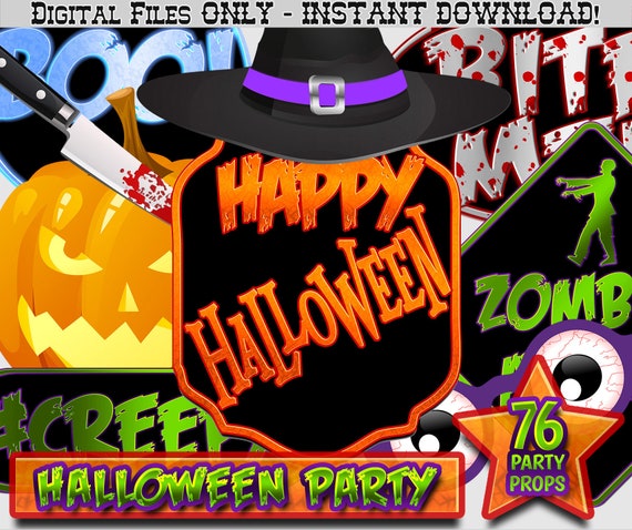 Halloween Photo Booth Props Halloween Party Printable - Etsy