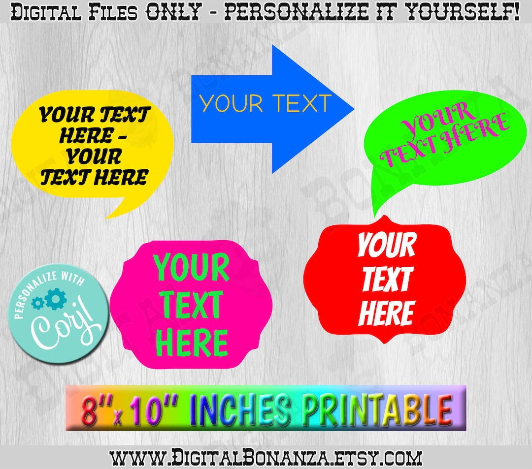 Editable Photo Booth Props, Custom Speech Bubbles (digital File) - Etsy