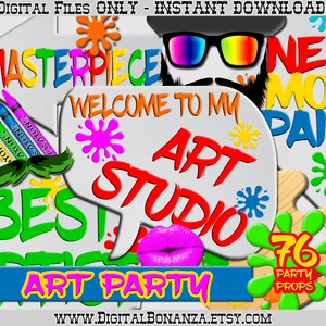 Art Birthday Props, Art Party Printable Photo Booth, Art Themed Artist ...