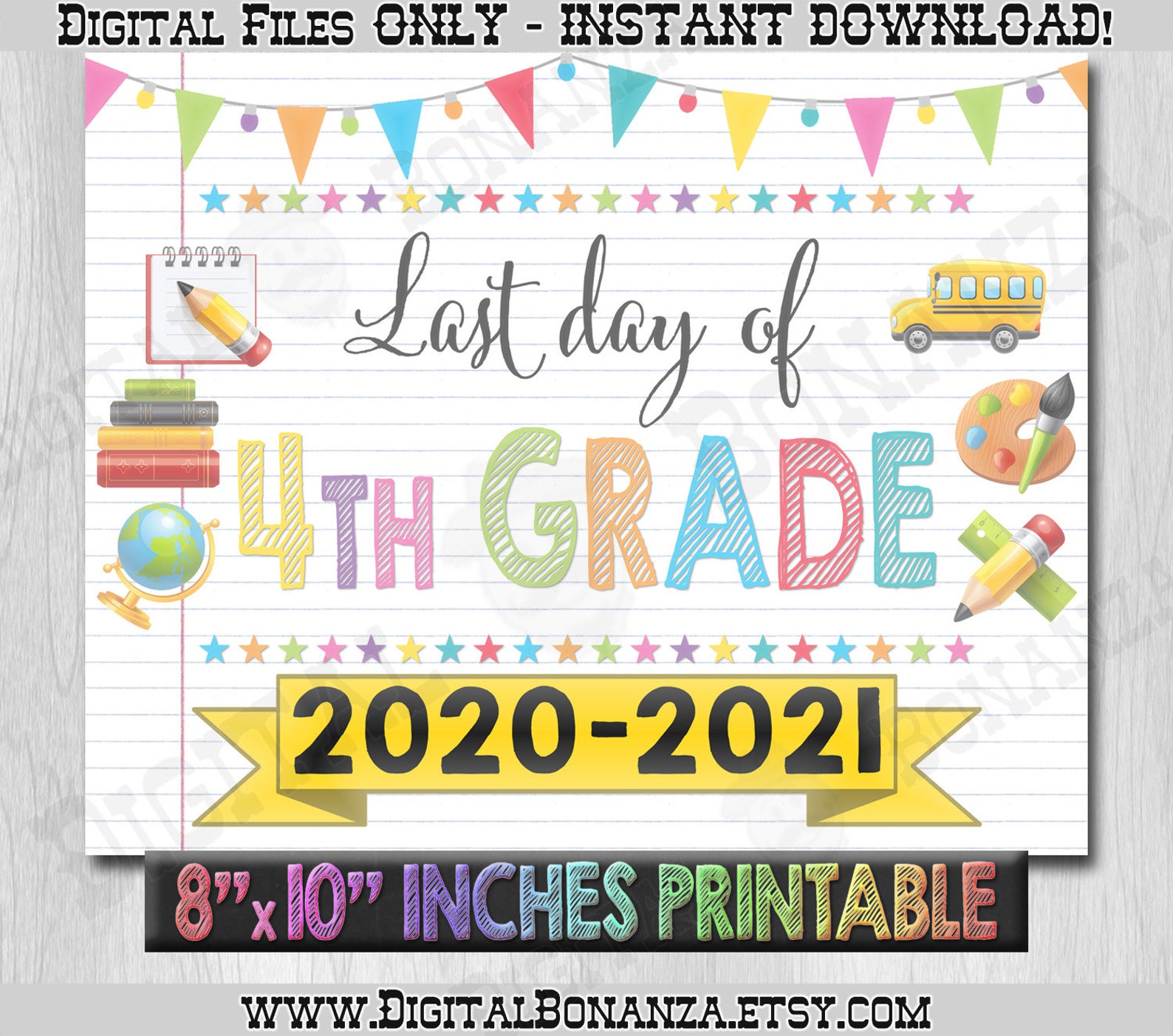 Last Day of Fourth Grade Sign Instant Download Last Day of | Etsy