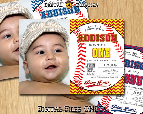 Baseball Birthday Invitation Any Color Combination Your Favorite Team ...