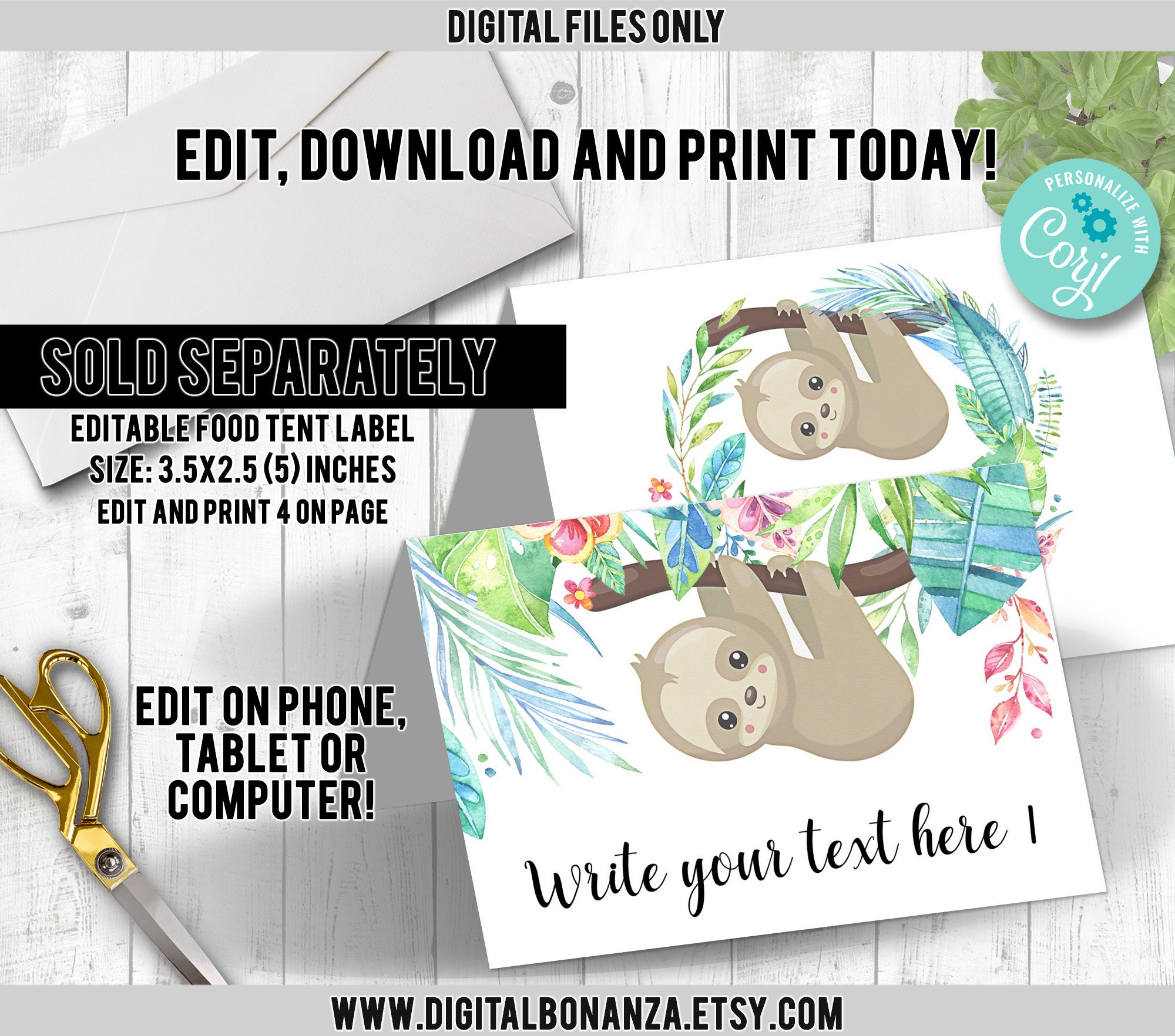 Editable Sloth Birthday Water Bottle Labels (digital Download) - Etsy