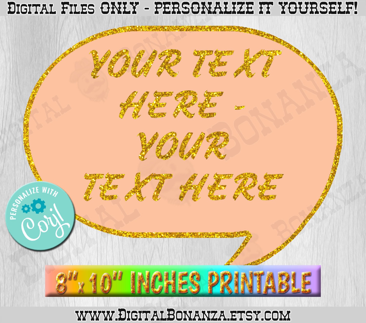 Editable Photo Booth Props Add Your Text. Gold Glitter and Any - Etsy