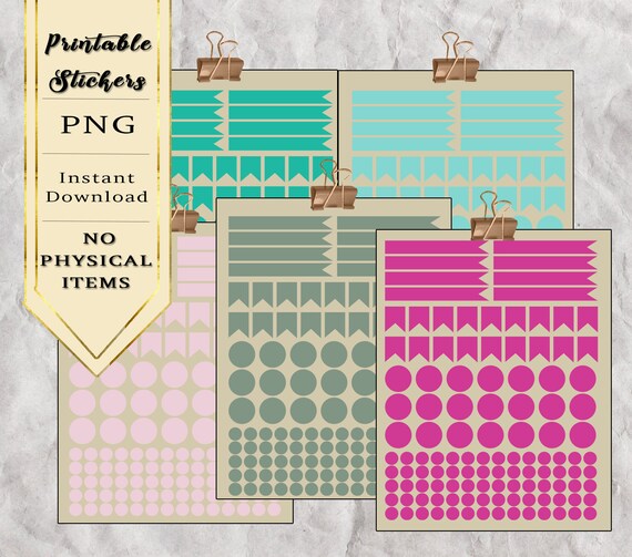 Fun Dots Sticker Pack, Flags Planner Stickers, Pink Scrapbooking ...