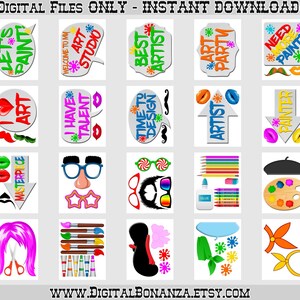 Art Birthday Props, Art Party Printable Photo Booth, Art Themed Artist ...