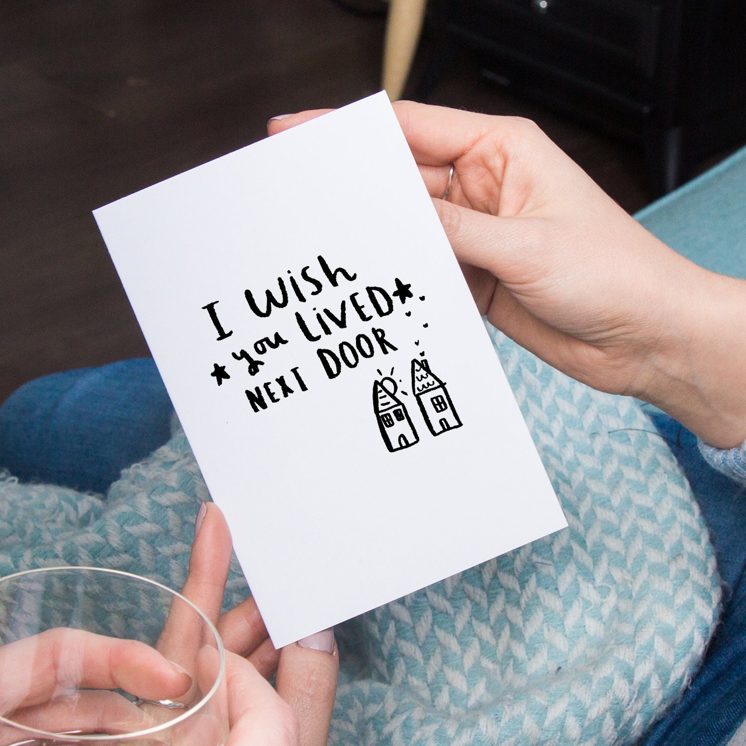 Best Friend Long Distance Friendship Greeting Card 'I Wish You Lived ...
