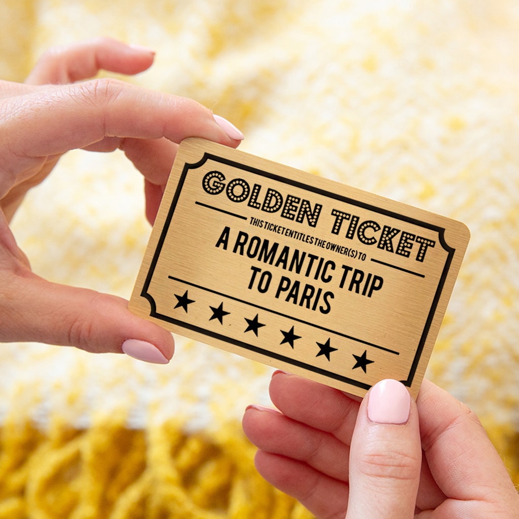 Golden Ticket Personalised Wallet Gift Card Keepsake | Etsy UK