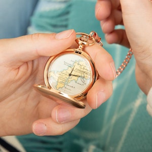 Personalised Vintage Map Gold Pocket Watch - Personalise With Your ...