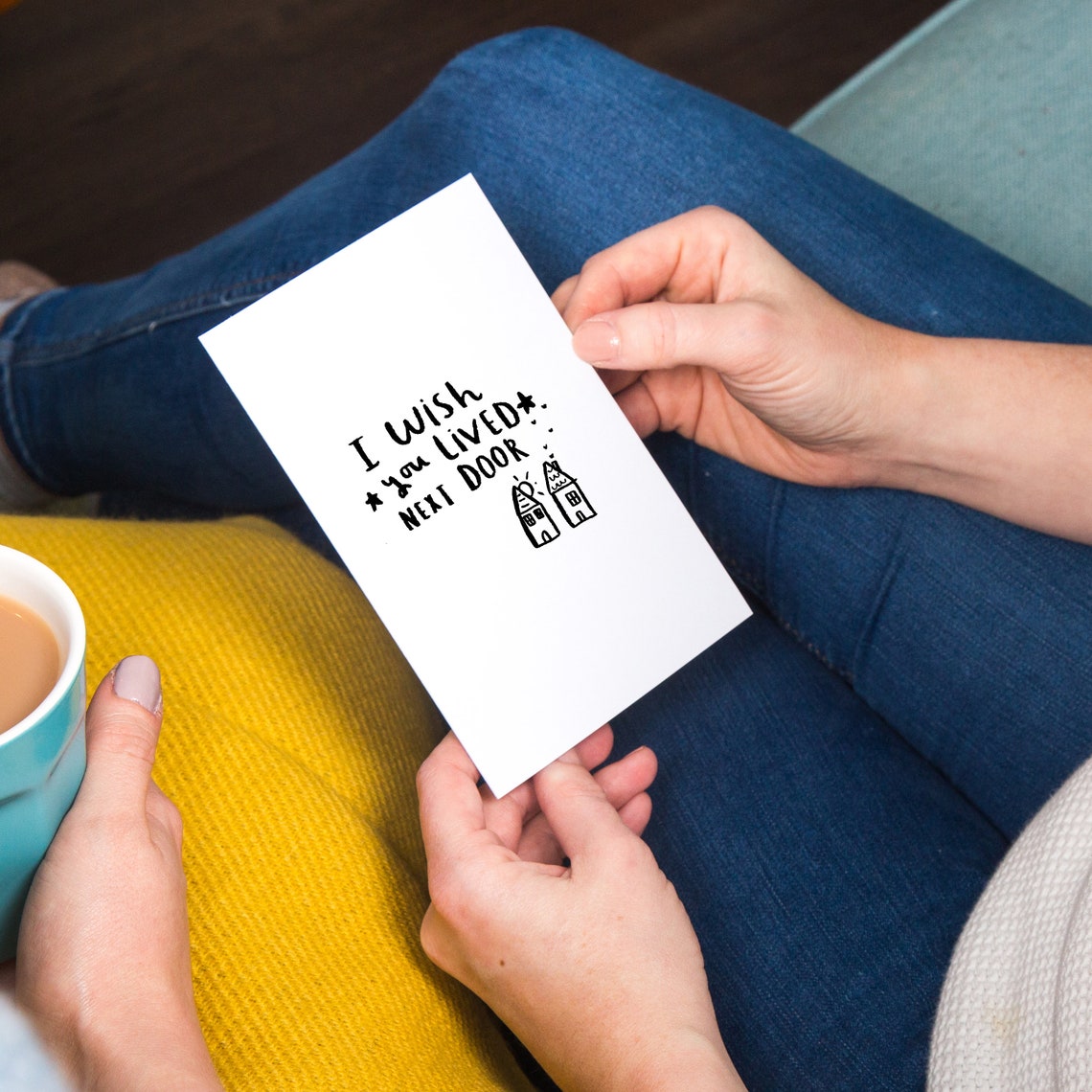 Best Friend Long Distance Friendship Greeting Card 'I Wish You Lived ...