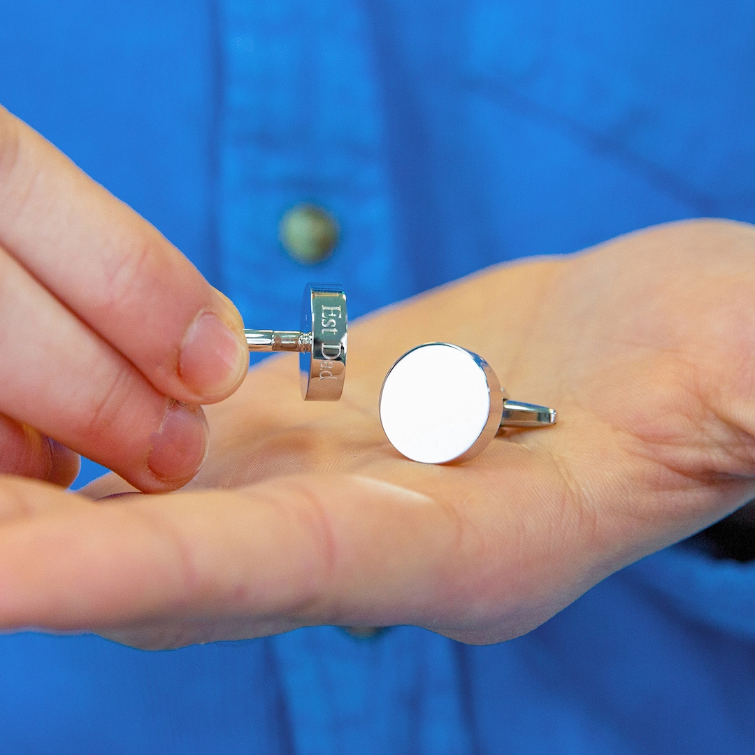 Personalised Secret Message Solid Circle Disc Engraved Cufflinks - Etsy
