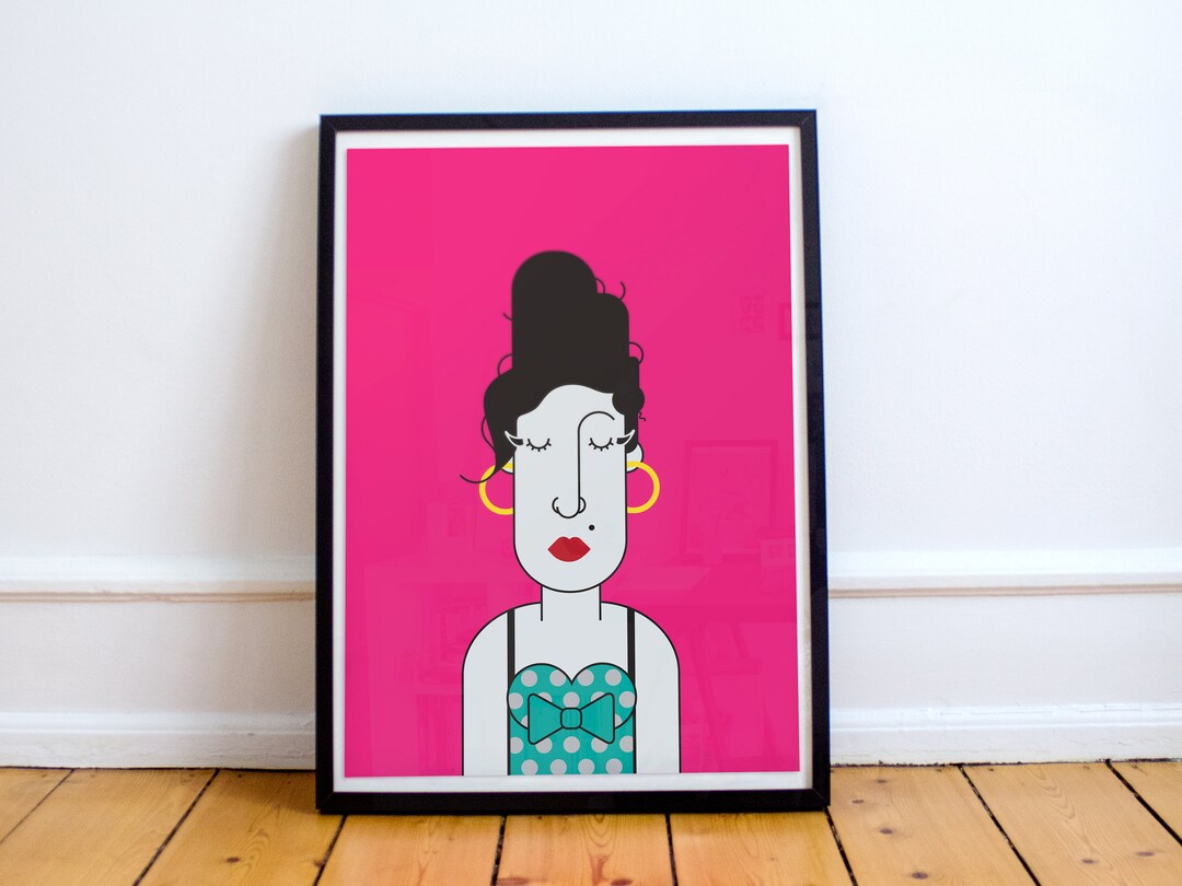 Amy Print Illustration A0 A1 A2 A3 A4 A5 Wall Art Poster Celebrity Bar ...