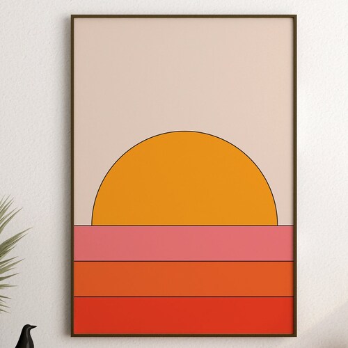 70s Sunset Print 1970s Decor Retro Sunset Art Print 70s - Etsy