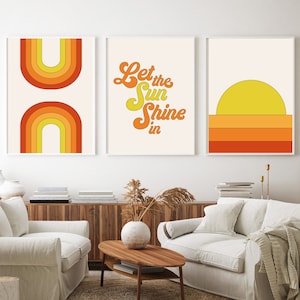 70s Wall Art - 70s Sunset Print - Set of 3 Art Prints - Retro Art Print ...