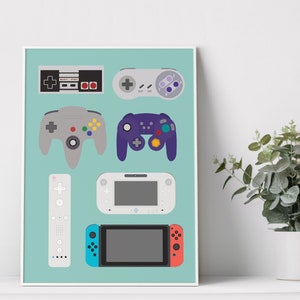 Video Game Controllers PRINTABLE Art Video Game Art Retro | Etsy