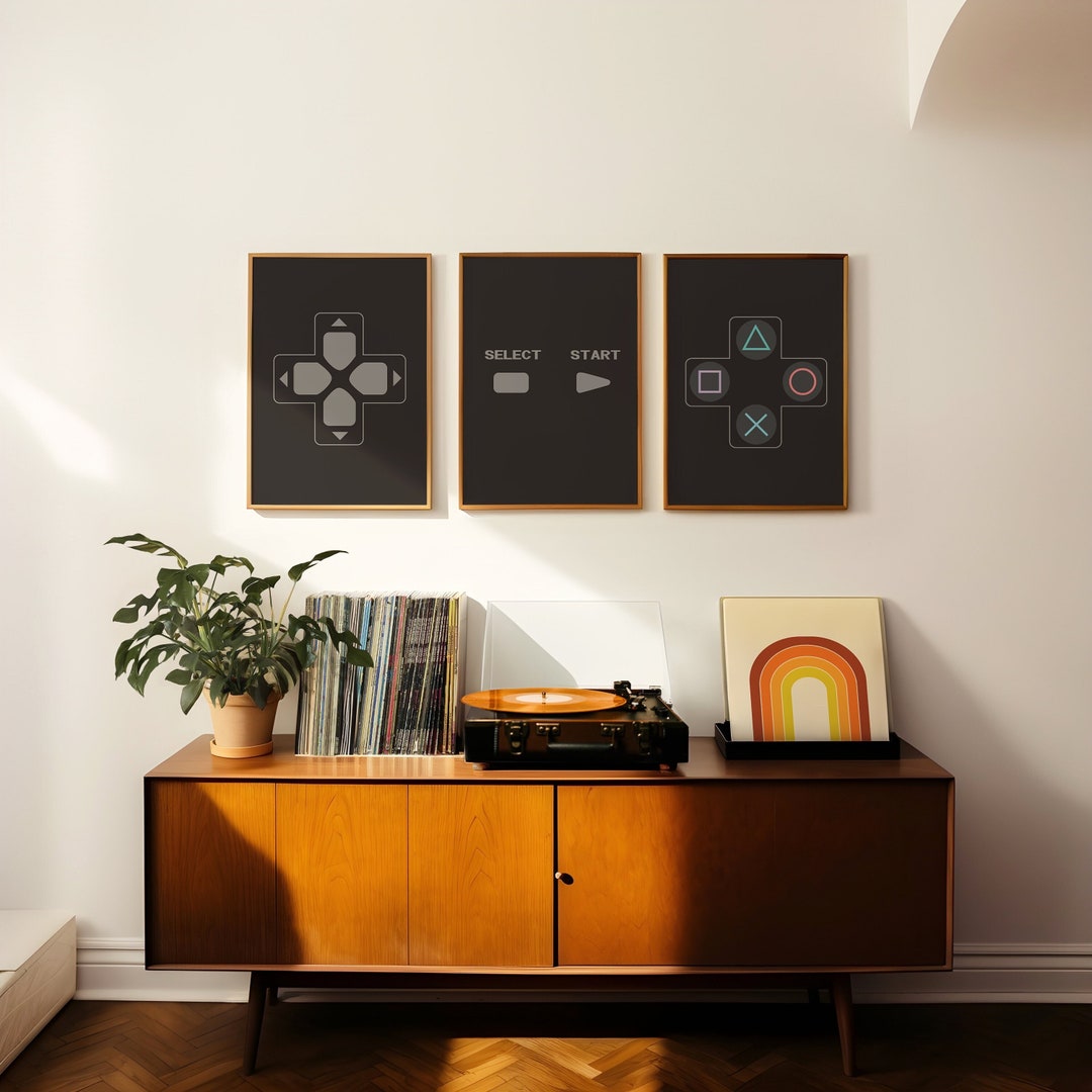 Video Game Prints, Video Game Controllers Print Set of 3, Gift for ...