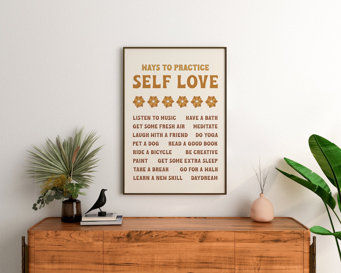 Self Love Print Retro Aesthetic Self Care Print - Etsy