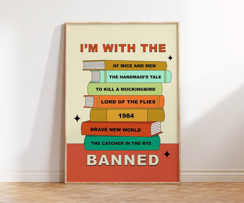 Banned Books Poster, Literary Gift, Book Lover Gift, Literary Poster ...