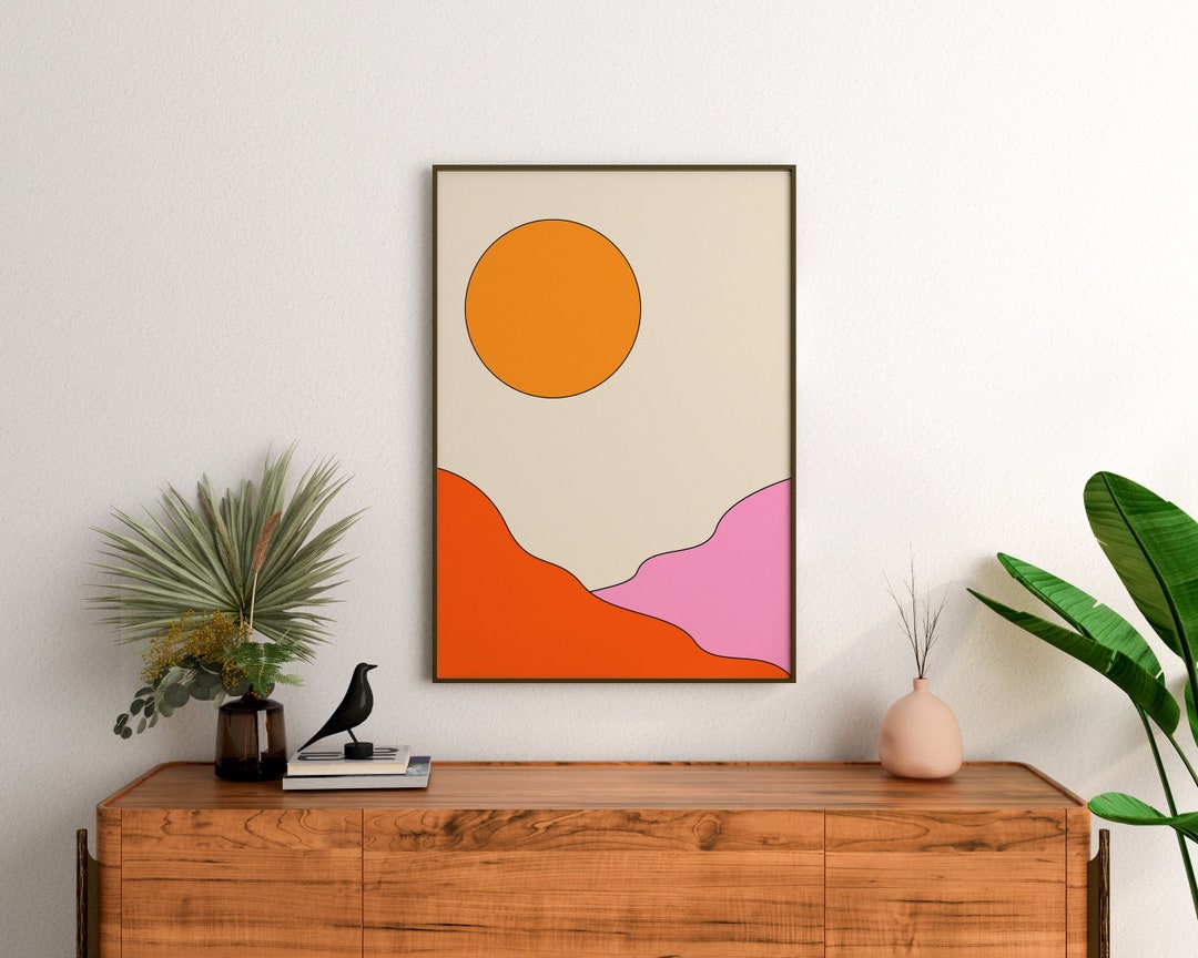 70s Landscape Print 1970s Decor Abstract Landscape Art - Etsy