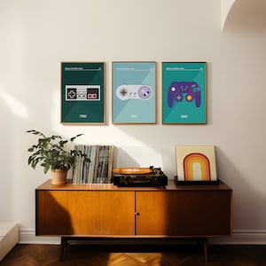 Classic Video Game Controllers Print Set of 6, Retro Video Game Art ...