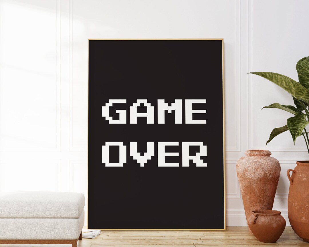 Video Game Art, Game Over Print, Gaming Decor, Gift for Gamer, Kids ...