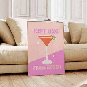Retro Cocktail Sign, Colourful Bar Cart Decor, Retro Cocktail Posters ...