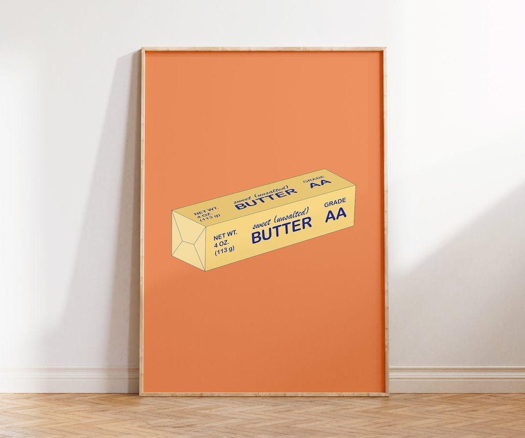 Butter Print, Cute Kitchen Wall Art, Retro Food Print, Trendy Wall Art ...