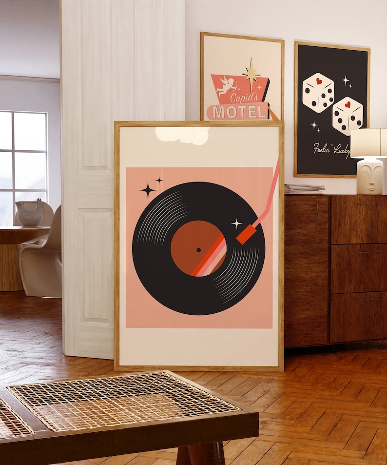 Retro Vinyl Record Print, Music Prints, Turntable Art Print, Gift for ...