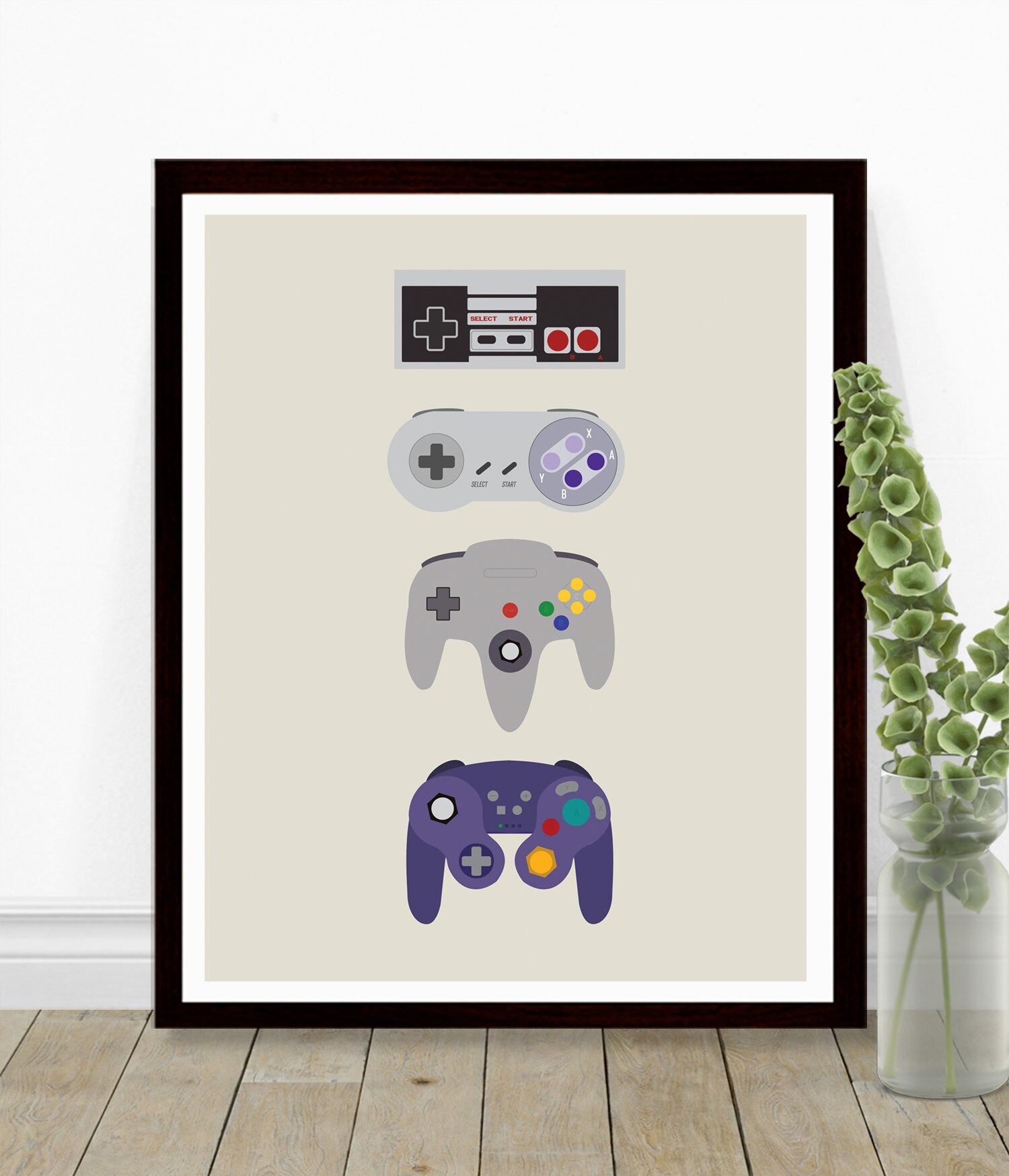 Video Game Controllers Print Retro Gaming Art Gift for | Etsy