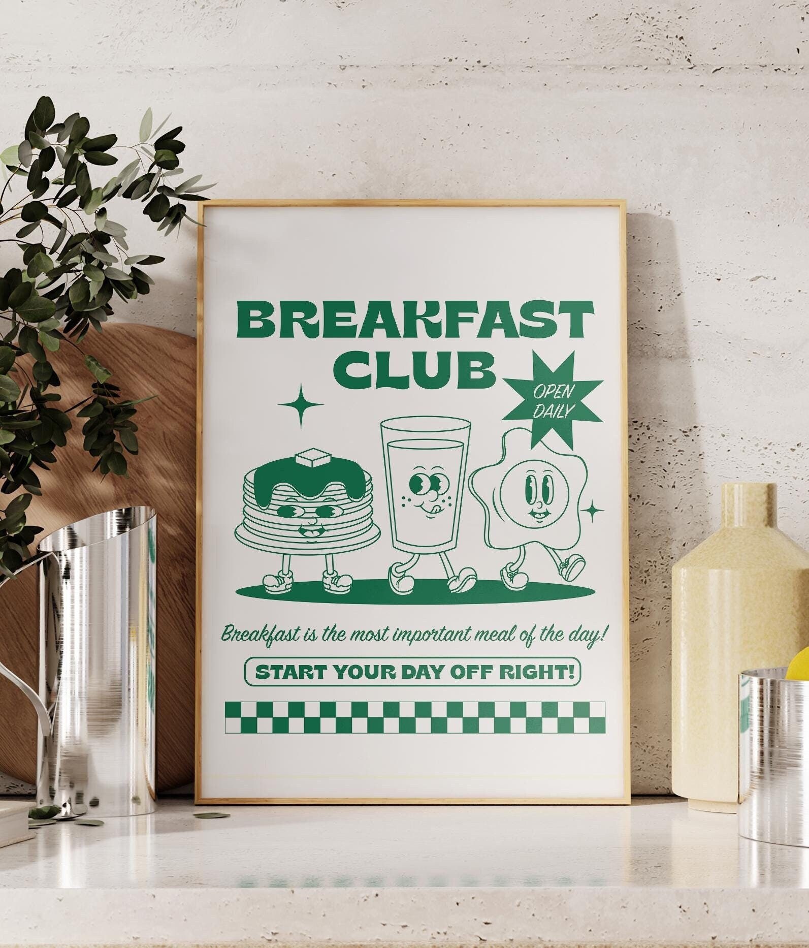 Breakfast Club Print, Retro Character Print, Retro Diner Poster, Cool ...