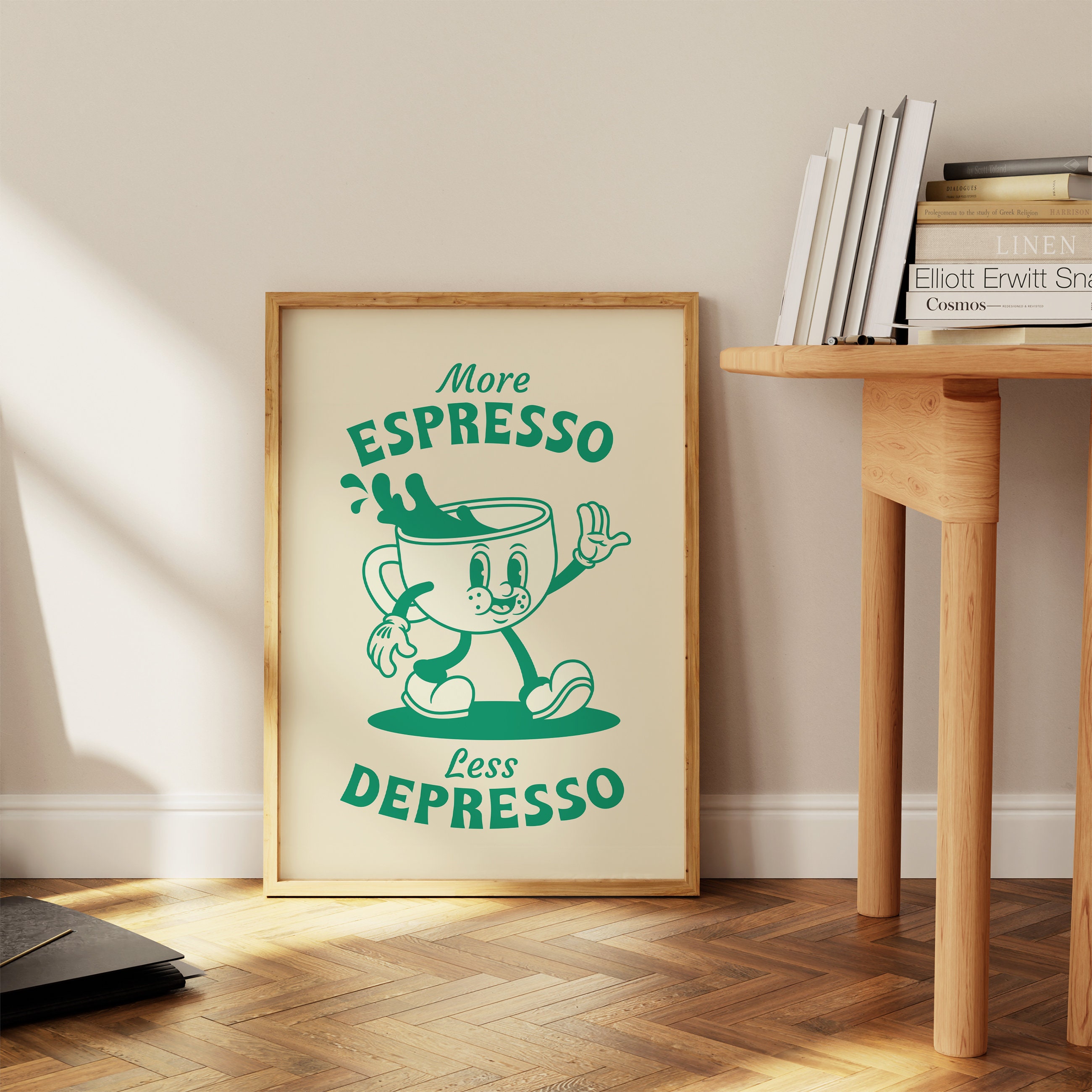 More Espresso Less Depresso Poster, Retro Coffee Bar Decor, Trendy Wall ...