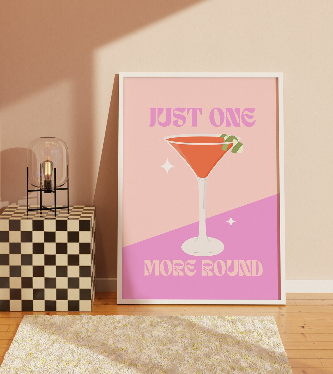 Retro Cocktail Sign, Colourful Bar Cart Decor, Retro Cocktail Posters ...