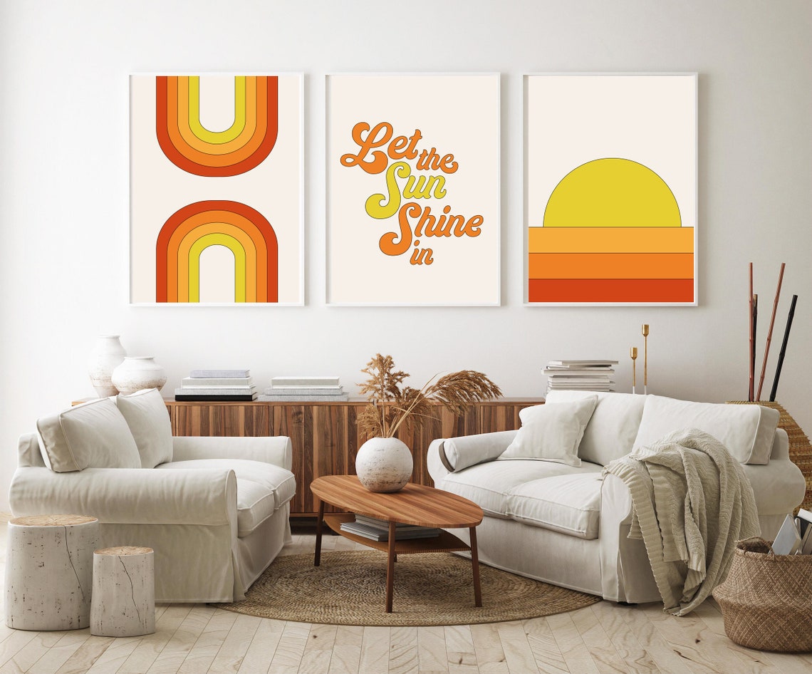 70s Wall Art 70s Sunset Print Set of 3 Art Prints Retro - Etsy