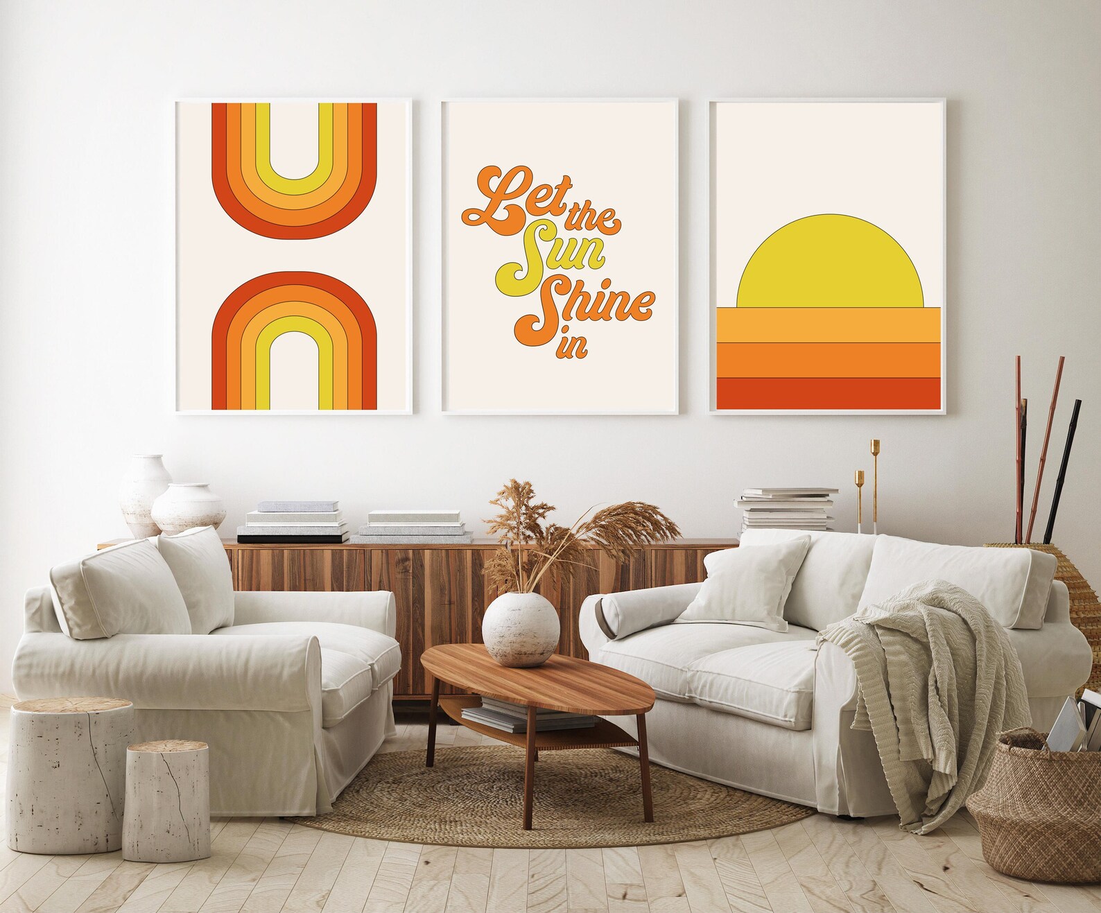 70s Wall Art - 70s Sunset Print - Set of 3 Art Prints - Retro Art Print ...