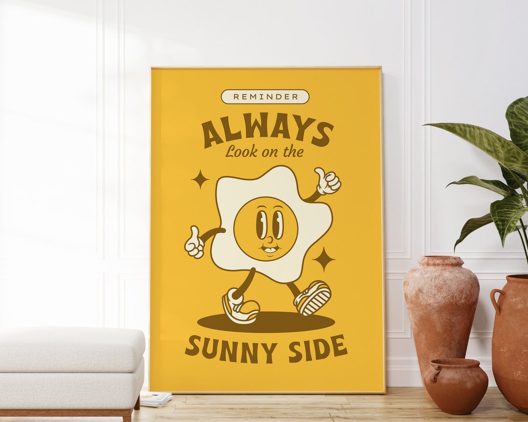 Always Look on the Sunny Side, Egg Print, Retro Character Art, Preppy ...