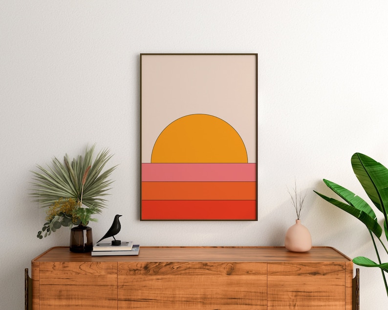 70s Sunset Print 1970s Decor Retro Sunset Art Print 70s - Etsy