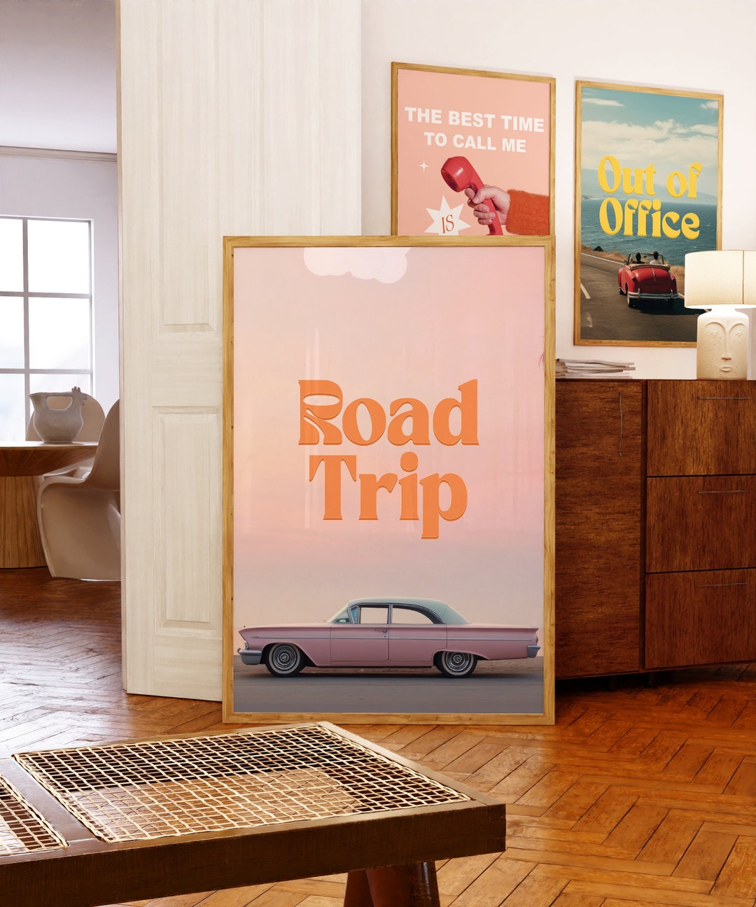 Road Trip Print - Retro Aesthetic Art, Vintage Vacation Poster, Retro ...