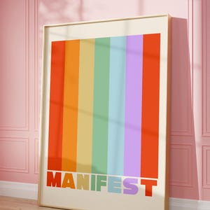 Manifest Art Print, Retro Wall Art, Colourful Quote Print ...