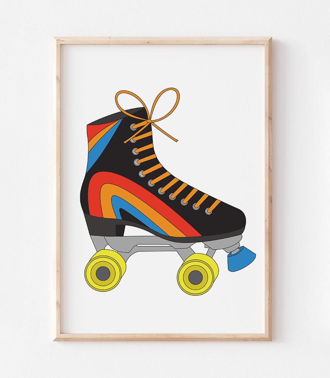 Retro Roller Skate Print, 70s Wall Art, Cool Apartment Art ...