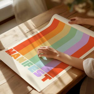 Manifest Art Print, Retro Wall Art, Colourful Quote Print ...