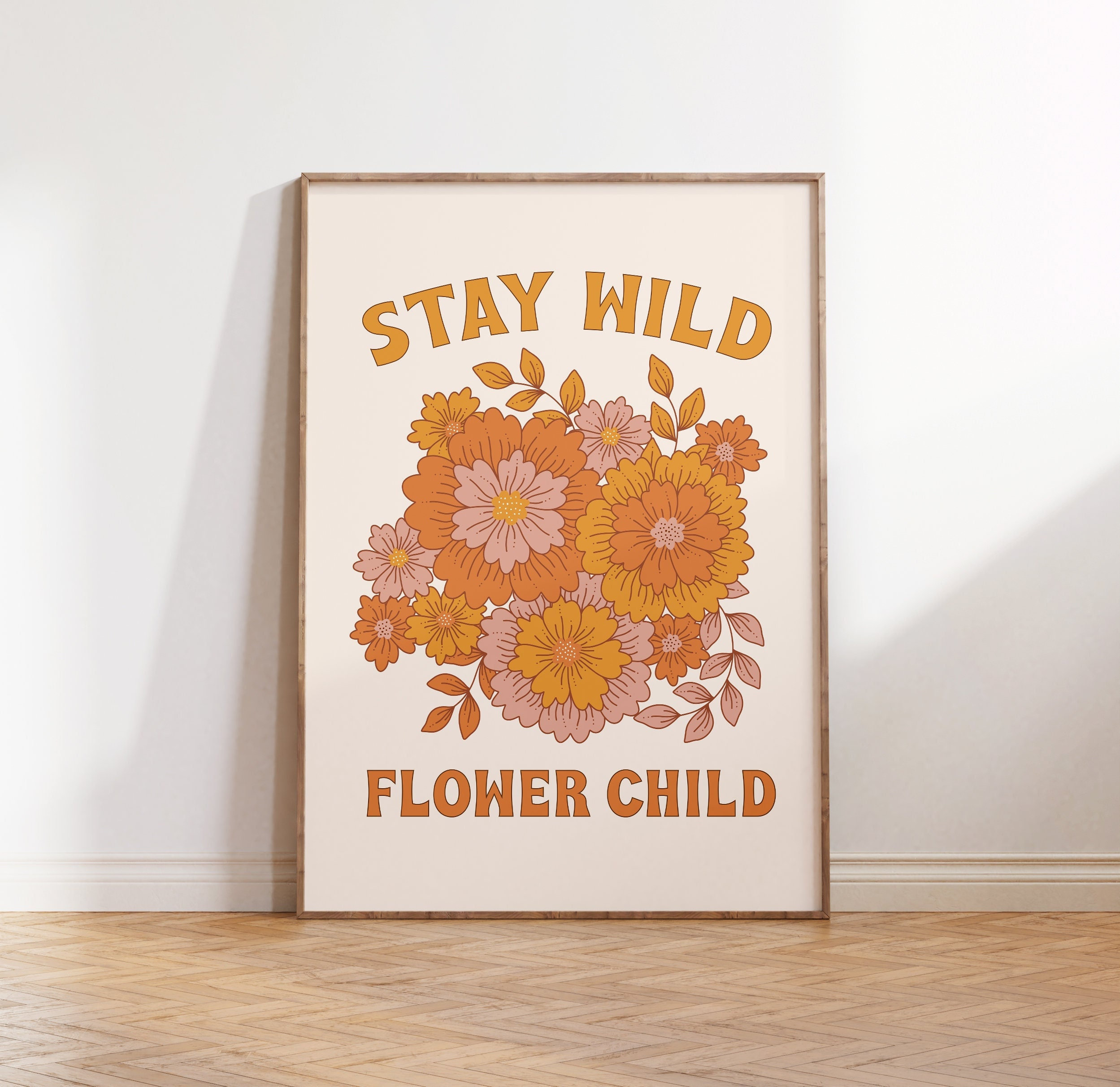 Stay Wild Flower Child - 70s Print - Retro Wall Art - 70s Art Print ...