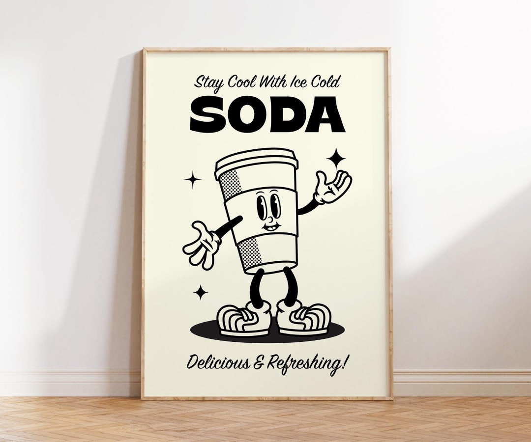 Retro Cartoon Soda Print, Cola Art Print, Retro Poster, Vintage ...