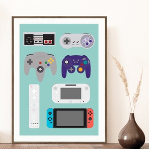 Video Game Controllers PRINTABLE Art Video Game Art Retro | Etsy