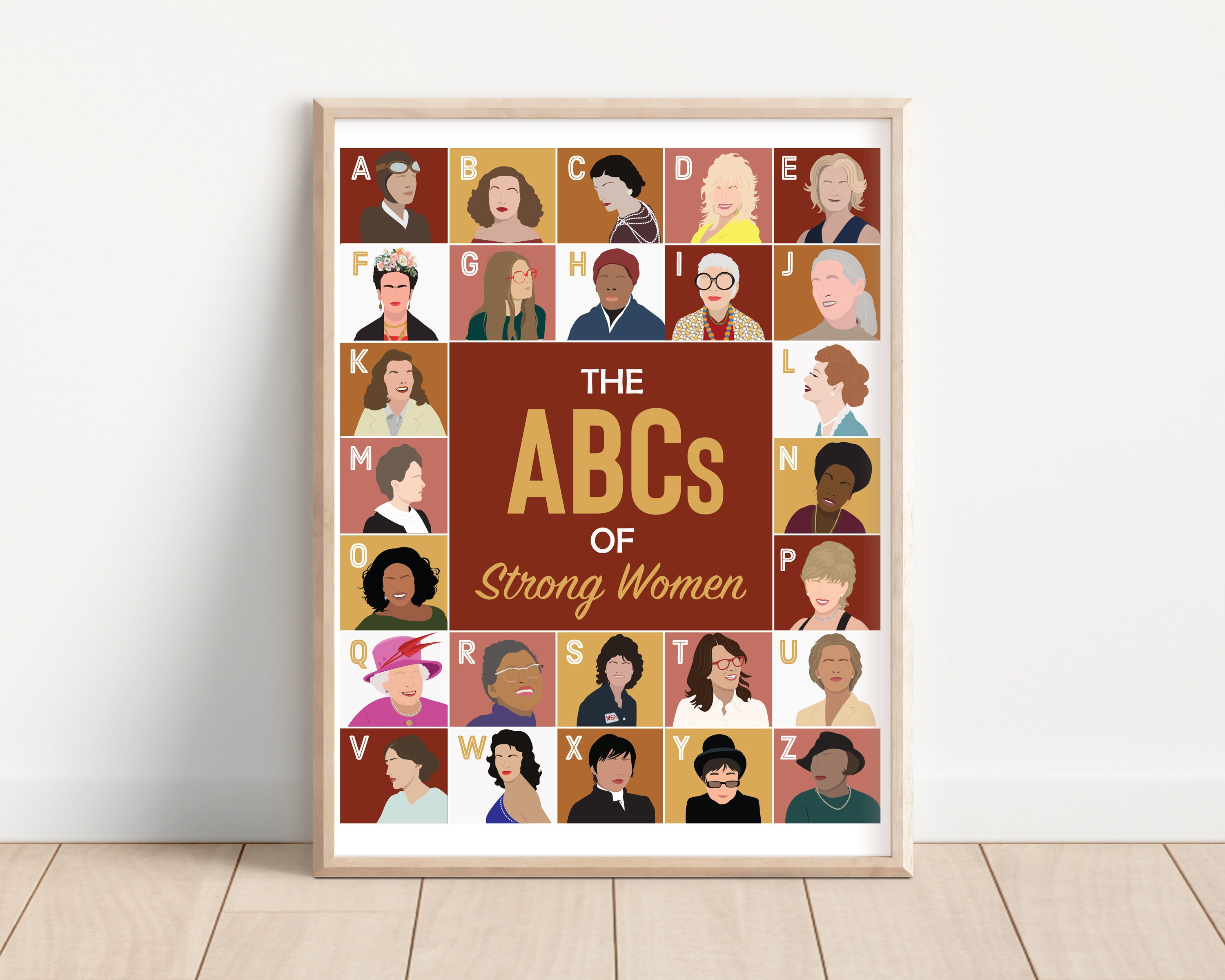The Abcs of Strong Women, Inspiring Female Icons Print, Feminist Wall ...