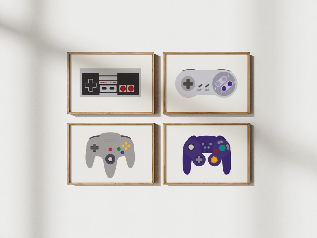 Video Game Controller Prints With White Background Set of Four ...