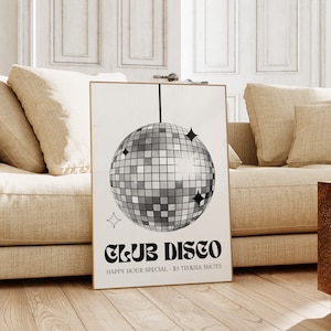 Disco Ball Print, 70s Wall Art, Trendy Disco Poster, Funky Wall Art ...