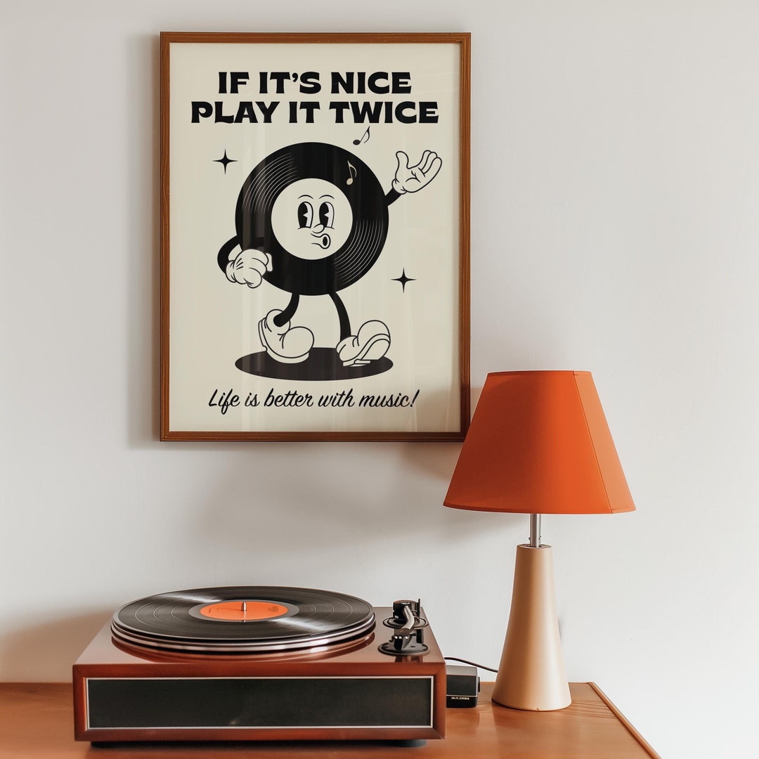 If It's Nice Play It Twice, Vinyl Record Print, Retro Character Poster ...